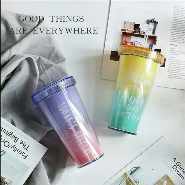480ml Double Wall Insulated Freeze Cup Plastic Drinking Cups with ...