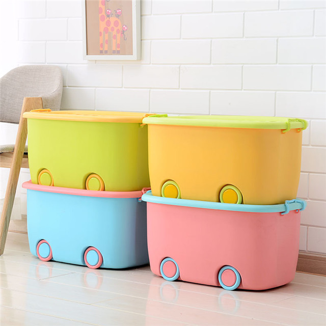 Factory made Plastic Storage Box With Wheels, Colorful storage ...