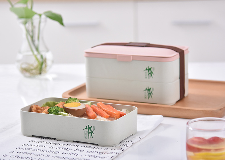 2 Layers Portable Bamboo Tiffin Lunch Box Biodegradable Material - Buy ...