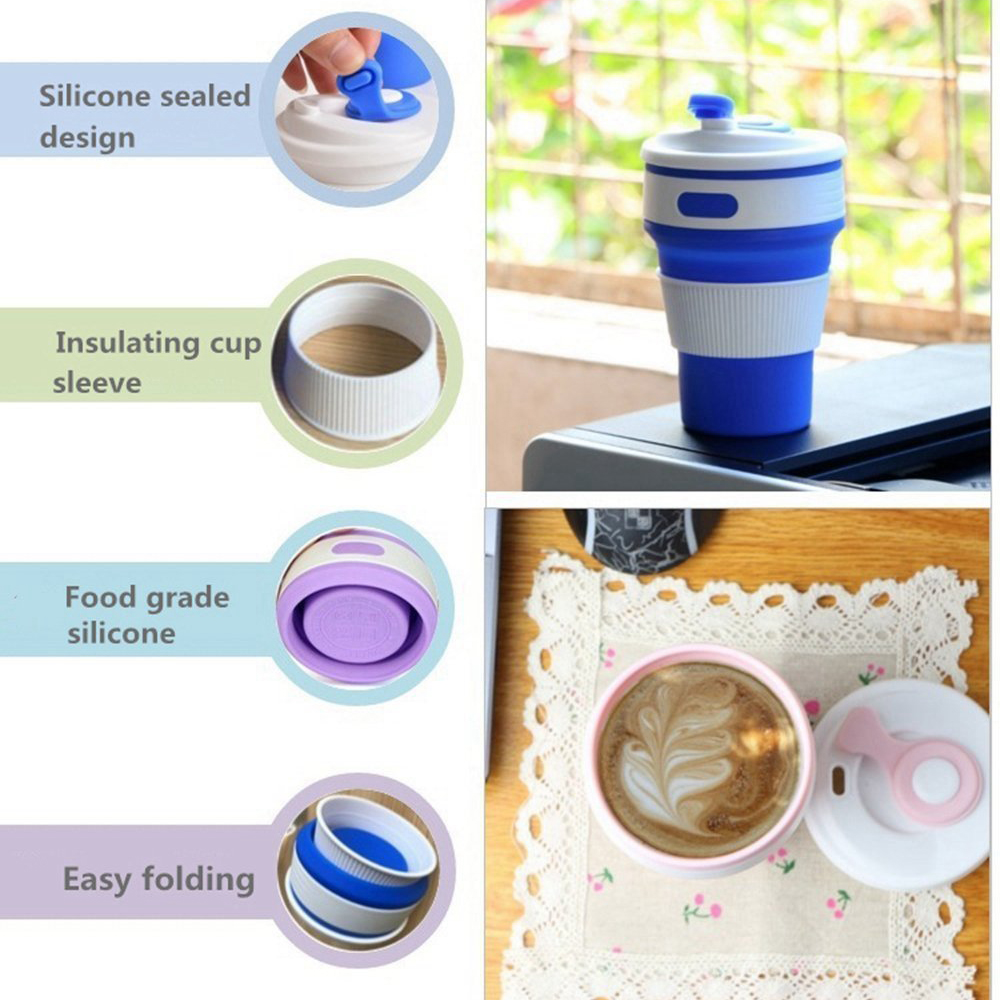 350ml/12oz Portable Folding Coffee Cups Travel Telescopic Collapsible ...